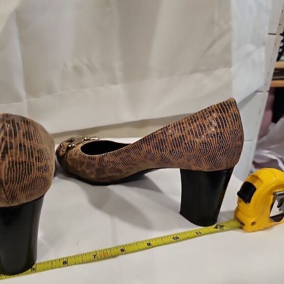 Anne Klein | Shoes | Anne Klein Snake Skin Chunky Heel Slip On Closed ...